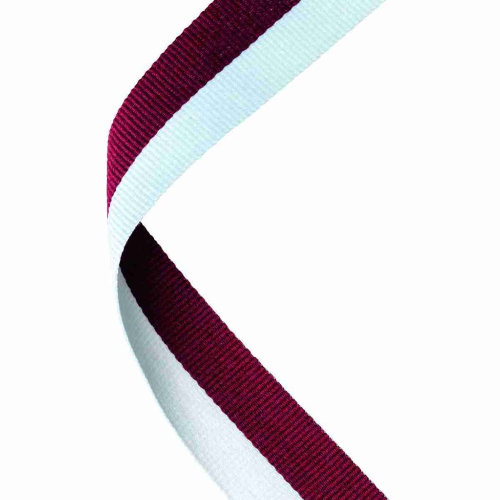 Maroon and White Medal Ribbon - Trophy HQ